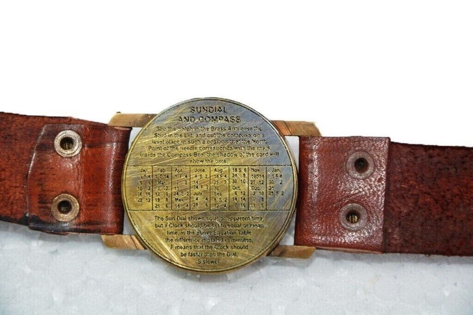 Antique brass compass collectible watch style sundial vintage compass ...