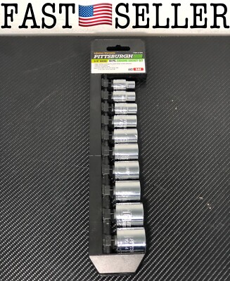 PITTSBURGH Pro 3/8 In. Drive SAE High Visibility Chrome Socket Set, 10 ...
