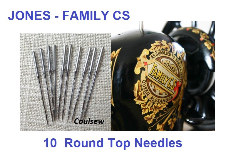 10 SEWING MACHINE ROUND TOP NEEDLES FITS OLD VINTAGE JONES FAMILY CS ...
