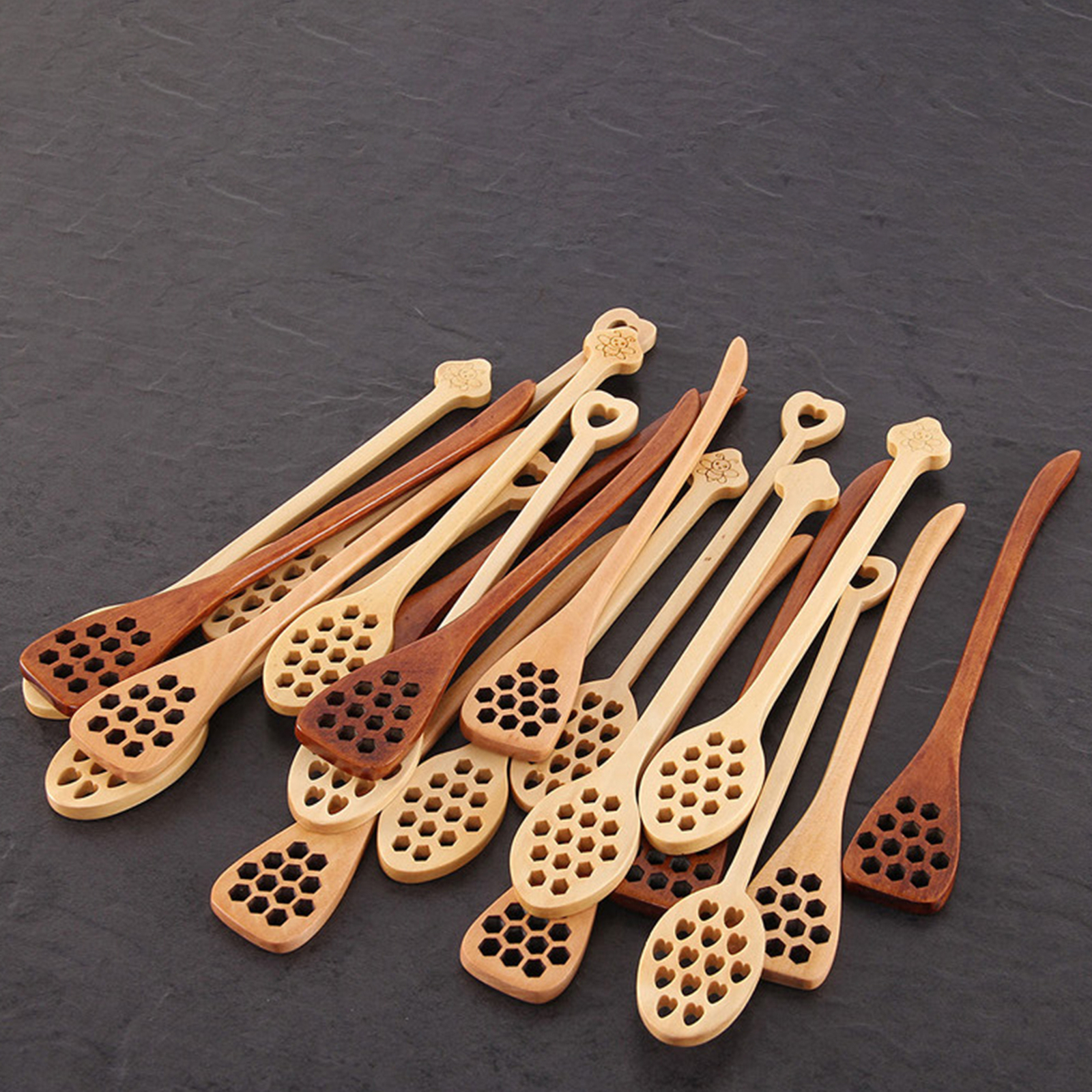 Dessert Spoon Wooden Tableware Wood Stirring Rod Coffee Mixing Tools ...