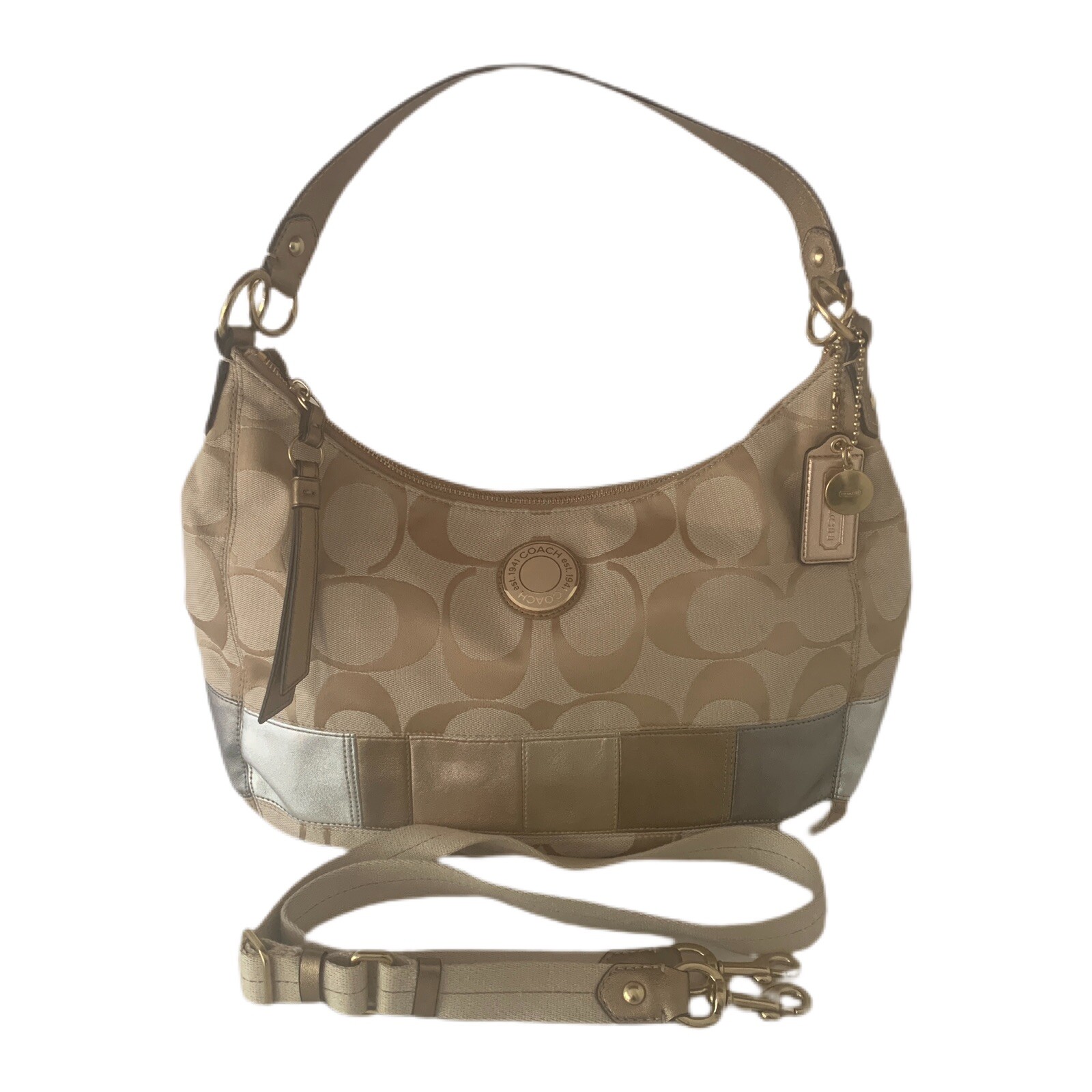 Coach Handbag Signature Tan Bronze Rose Gold Metallic… - Gem