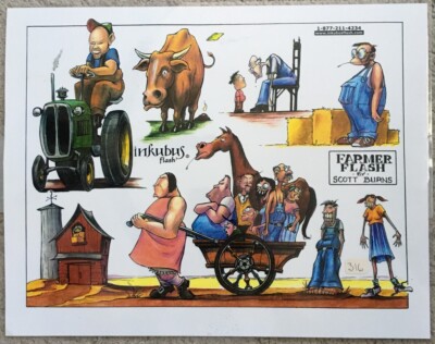 Tattoo Flash Single Sheet Print Farmer Ranch Hillbilly Cow John Deere ...