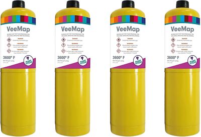 4 x Yellow MAPP /MAP+ Pro Gas Cylinder 400g Disposable Bottle Fast ...