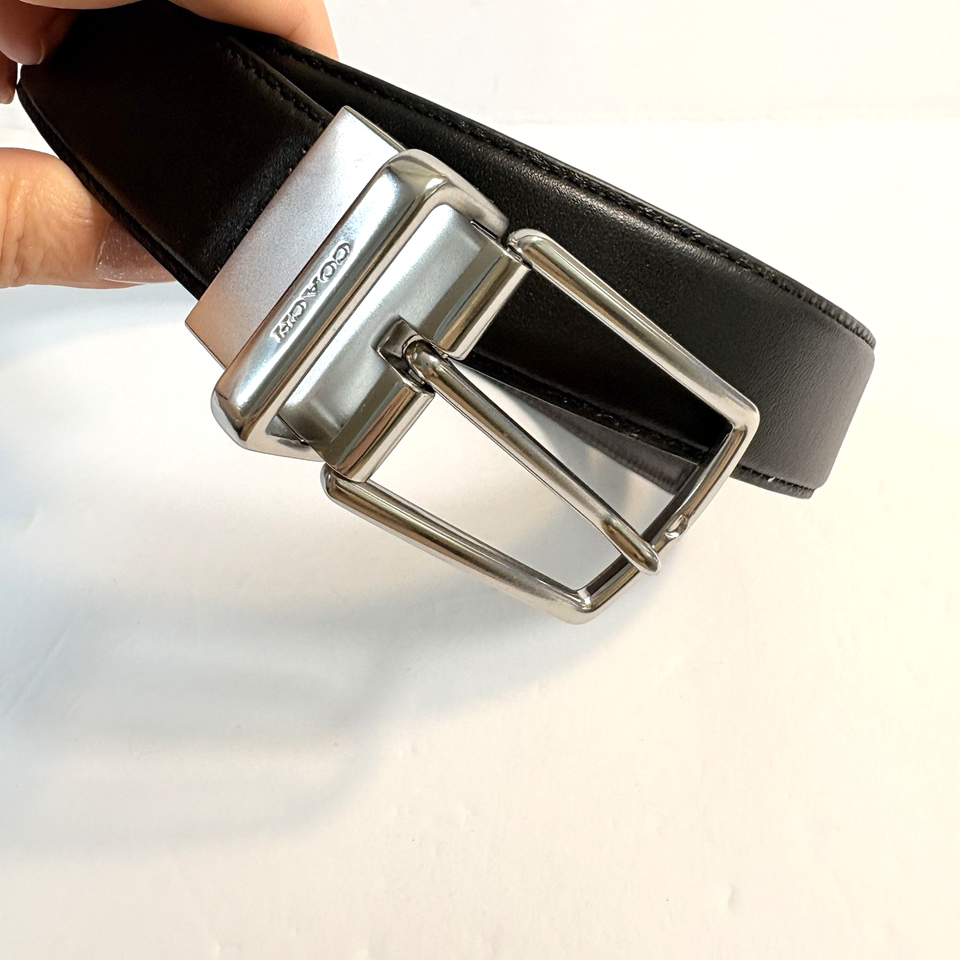 Coach Men's Reversible Leather Belt Size 42 Black Brown Silvertone ...
