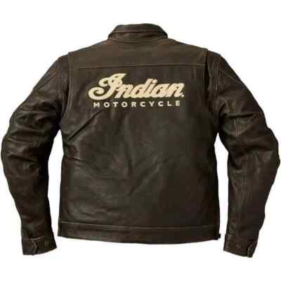 Men's Indian Motorcycle Distressed Genuine Cowhide Leather jacket Biker ...