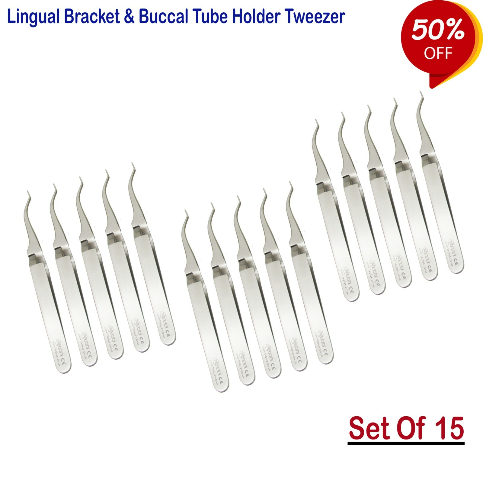 Set Of 15 Lingual Bracket & Buccal Tube Holder Tweezers Orthodontic ...