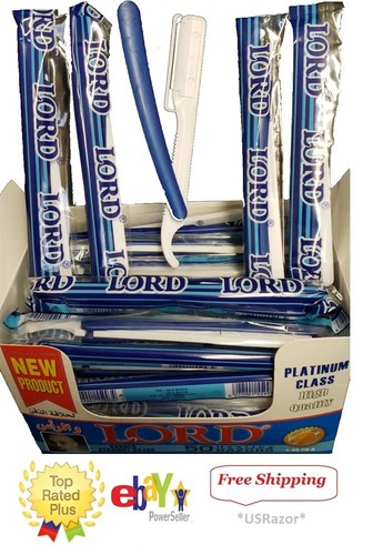 50 LORD Single use Disposable Straight Edge Razor Barber Beard compare ...