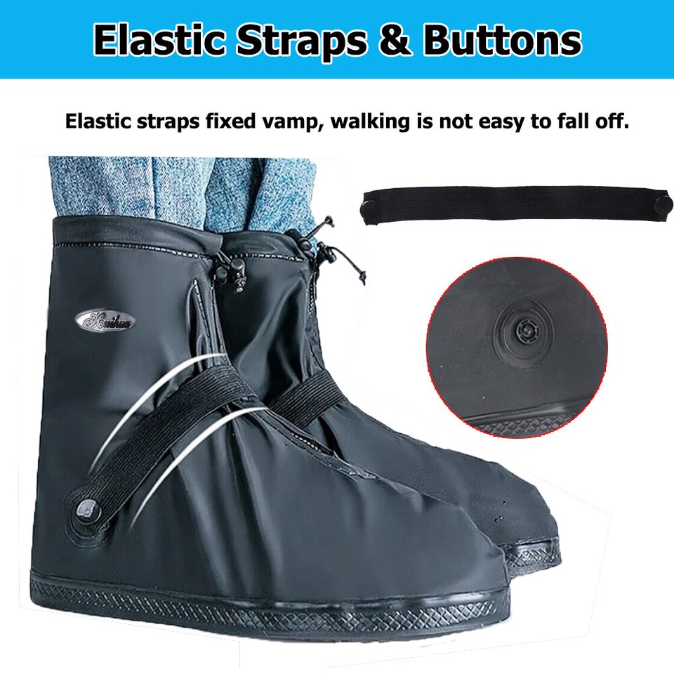 Reusable Rain Shoes Covers Anti-slip Waterproof Zipper Overshoes Boots ...