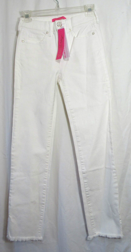 Lilly Pulitzer Nolynn Resort White High Rise Slim Fringe Ankle Jeans ...