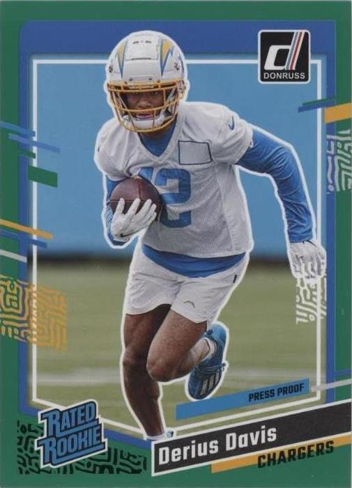 2023 Panini Donruss - Rated Rookie Derius Davis #351 Press Proof Green ...