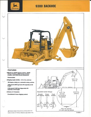 Equipment Brochure - John Deere - 9300 - Backhoe - c1976 (E4720) | eBay