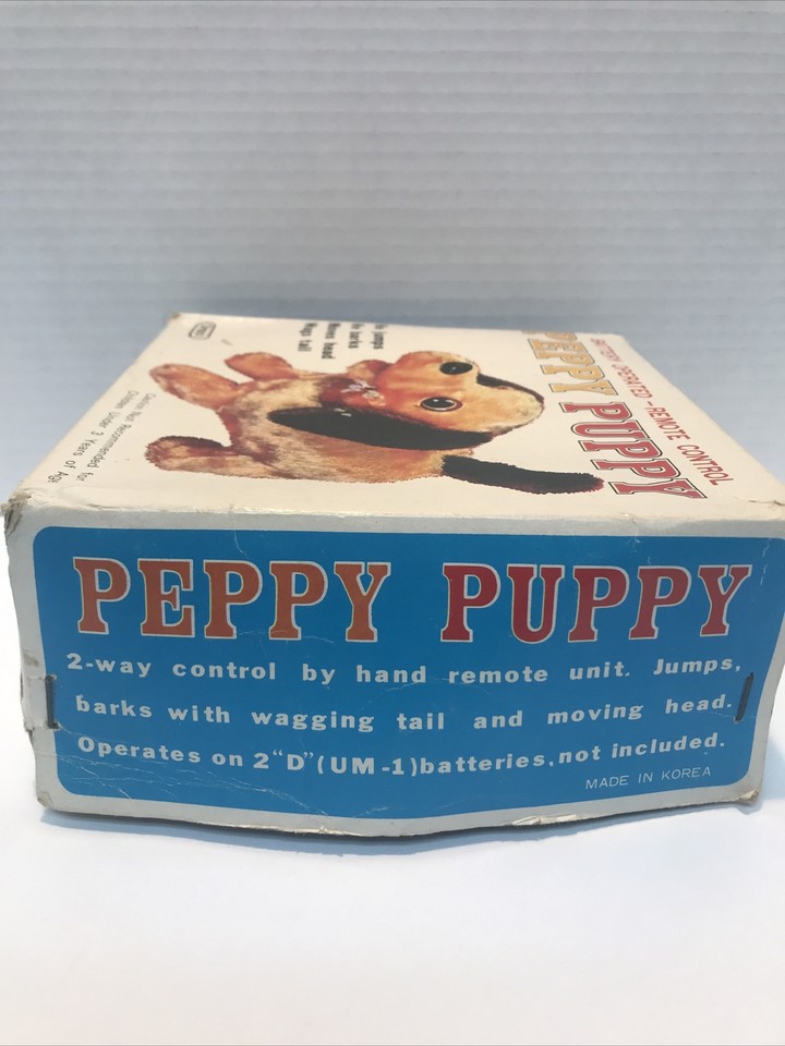 Vintage, Battery Operated Peppy Puppy Remote Control Toy Original Box ...