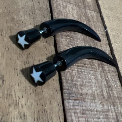 PAIR OF 18g Cheater 2g HORN EXPANDER TAPER PLUG body jewelry Fake ...