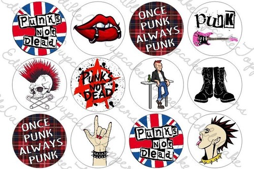 Punk Cupcake Toppers Rocker Edible Cake Icing | eBay UK