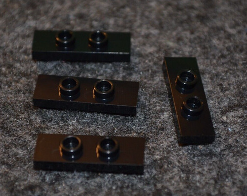 (4) 1x3 Black Smooth Tile w/ 2 - Nub Connector on Top Bricks ~ NEW Lego ...