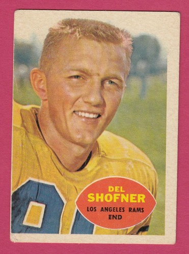 1960 Topps Football # 65 Del Shofner -- Los Angeles Rams -- Box 708-158 ...
