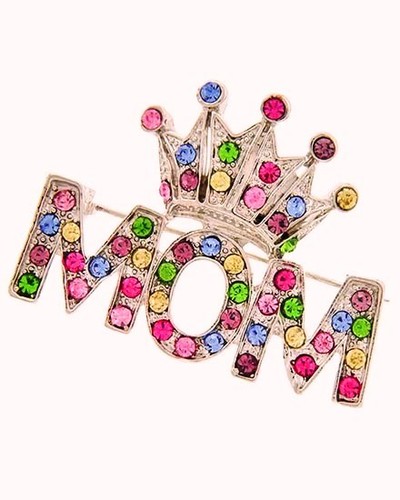 Mom Pin-Proud Dedicated Mother Grandmother-Multi Colored Rhinestones-2 ...