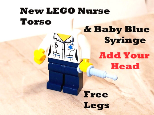 New LEGO Scrubs Star of Life EMT Add Your Head Torso Blue Legs Costume ...