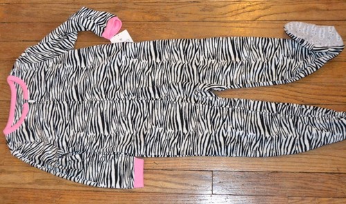 Carter's Size 4 Girls Blanket Sleeper with Feet Footie PJ Zebra Print ...