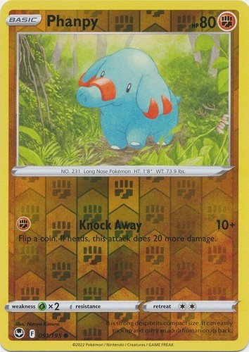 Reverse Holo Phanpy 091/195 Common Silver Tempest Pokemon TCG | eBay
