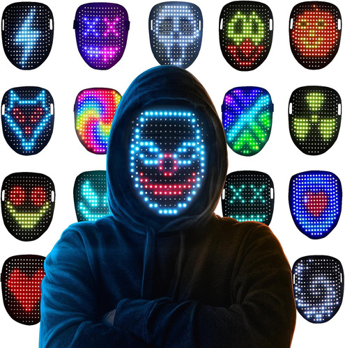 Halloween LED Mask Light up Mask with Gesture Sensing, Cool Face ...