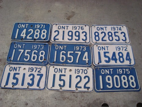 Motorcycle License Plate Collection Lot of 9 Vintage 1970's Canada ...