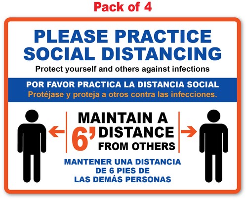 4 SOCIAL DISTANCING STICKER English / Spanish - Store Office Business ...