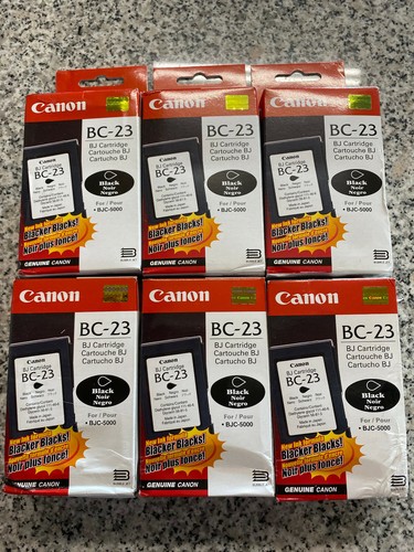 Lot of 6 Original Canon BC-23 Black Ink Cartridges BJC-5000 / BJC-5100 ...