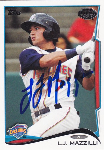 L.J. MAZZILLI BROOKLYN CYCLONES SIGNED PRO DEBUT BASEBALL CARD NEW YORK ...