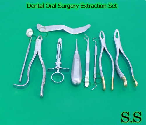 SET OF 10 PCS ORAL DENTAL EXTRACTION KIT+EXTRACTING FORCEPS#150+151 ...