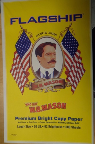 8.5 X 14 Legal Size Copy Paper WB Mason 500 Sheet Ream | eBay