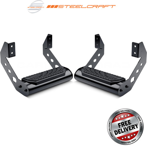 Pair of Steelcraft Universal Side Drop Side Step 4 in. Wide Round Tube ...