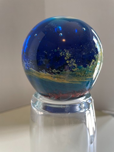 Art Glass Space Paperweight, Multicolor, Controlled Bubbles | eBay