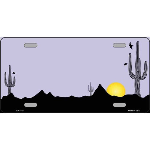Southwest Cactus Sunrise Purple Metal Novelty License Plate Tag LP-3844 ...