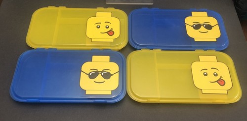 Lot Of 3 Lego Minifigure Storage Organizer Case Snaps Closed Blue And ...