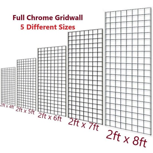 NEW CHROME HEAVY DUTY GRID WALL MESH DISPLAY PANEL RETAIL SHOP DISPLAY ...