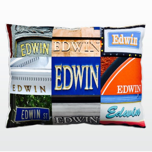 Personalized Pillow featuring the name EDWIN in photos of actual signs ...