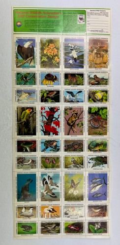 1982 National Wildlife Conservation Stamp Sheet, 36 Animal Stamps Free ...