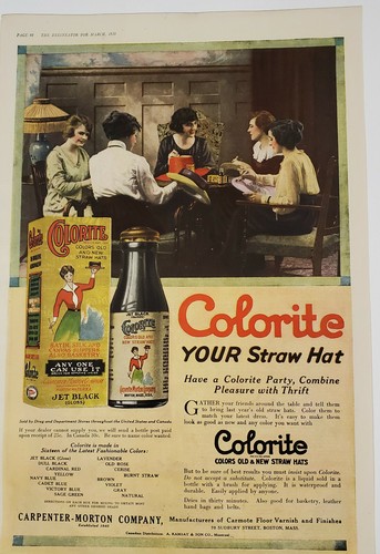 Colorite, dyes for hats, fabrics, shoes, Boston, Vintage Ad, 1920 ...
