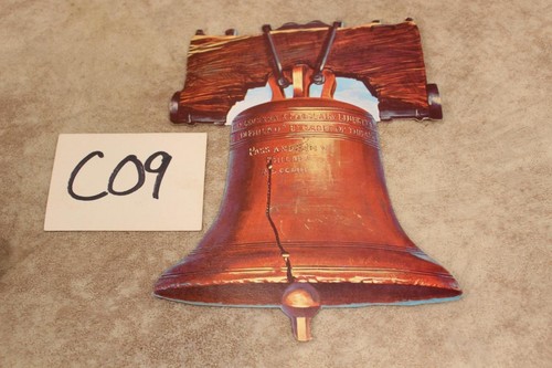 C09 VINTAGE LIBERTY BELL CARDBOARD DIECUT PATRIOTIC DECORATION 5 X 7 ...