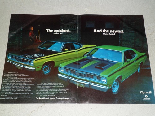 1971 PLYMOUTH DUSTER 340, DUSTER TWISTER 1 PIECE 2 PAGE COLOR AD ...