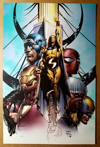Avengers The Sentry Spider Woman Captain America Marvel Poster by David ...