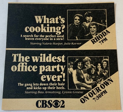 1978 CBS tv ad ~ RHODA What's Cooking?, ON OUR OWN Wildest Office Party ...