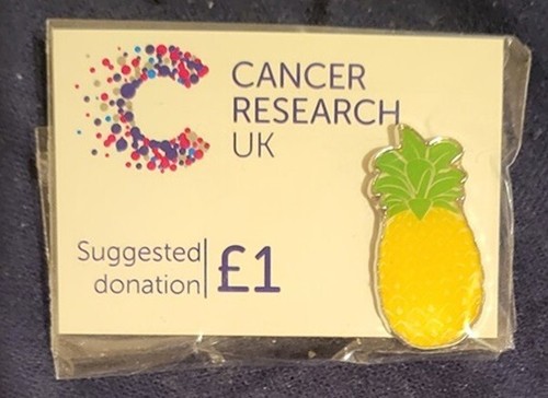 Charity pin badge cancer research pineapple | eBay