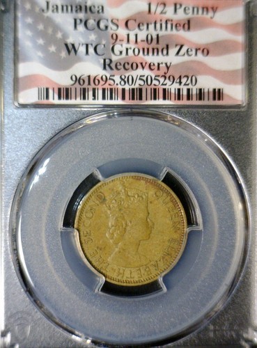 WTC 1966 PCGS 9/11 Ground Zero Recovery WORLD TRADE CENTER Coin Jamaica ...
