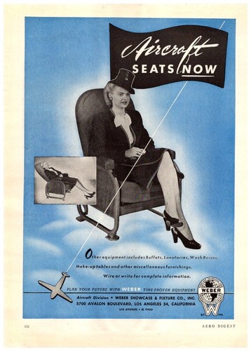 1946 Weber Aircraft Seats, Weber Showcase & Fixtures Vintage Print Ad ...