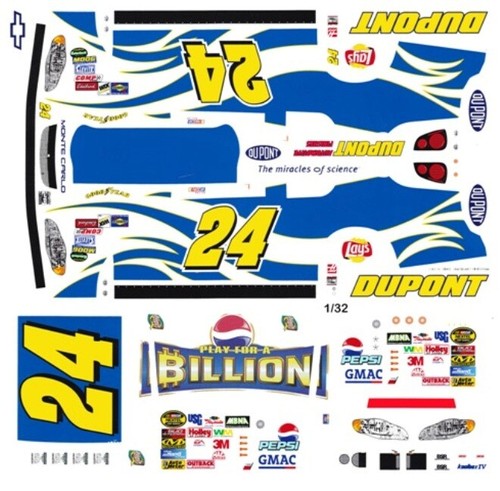 #24 Jeff Gordon Billion Dollar Chevy 1/24th Scale NASCAR Waterslide ...