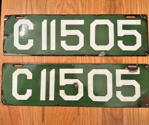 Antique Connecticut Porcelain License Plate Two Plates Matching Numbers ...