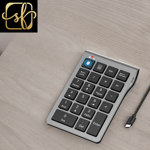 Metal Grey Bluetooth Number Pad Wireless & Wired 10 Key USB Keypad Two ...