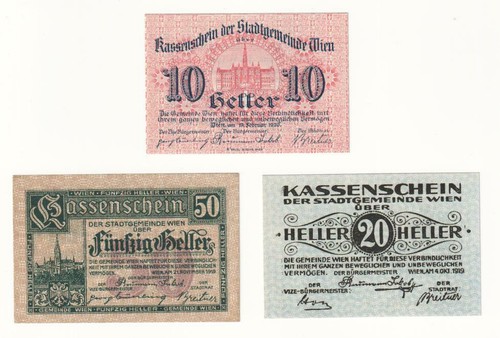 Austria - Vienna, set of 3 regional currency notes - 10, 20 and 50 ...